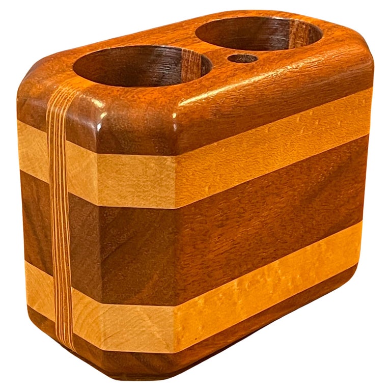 MCM Walnut and Maple Pencil Holder at 1stDibs