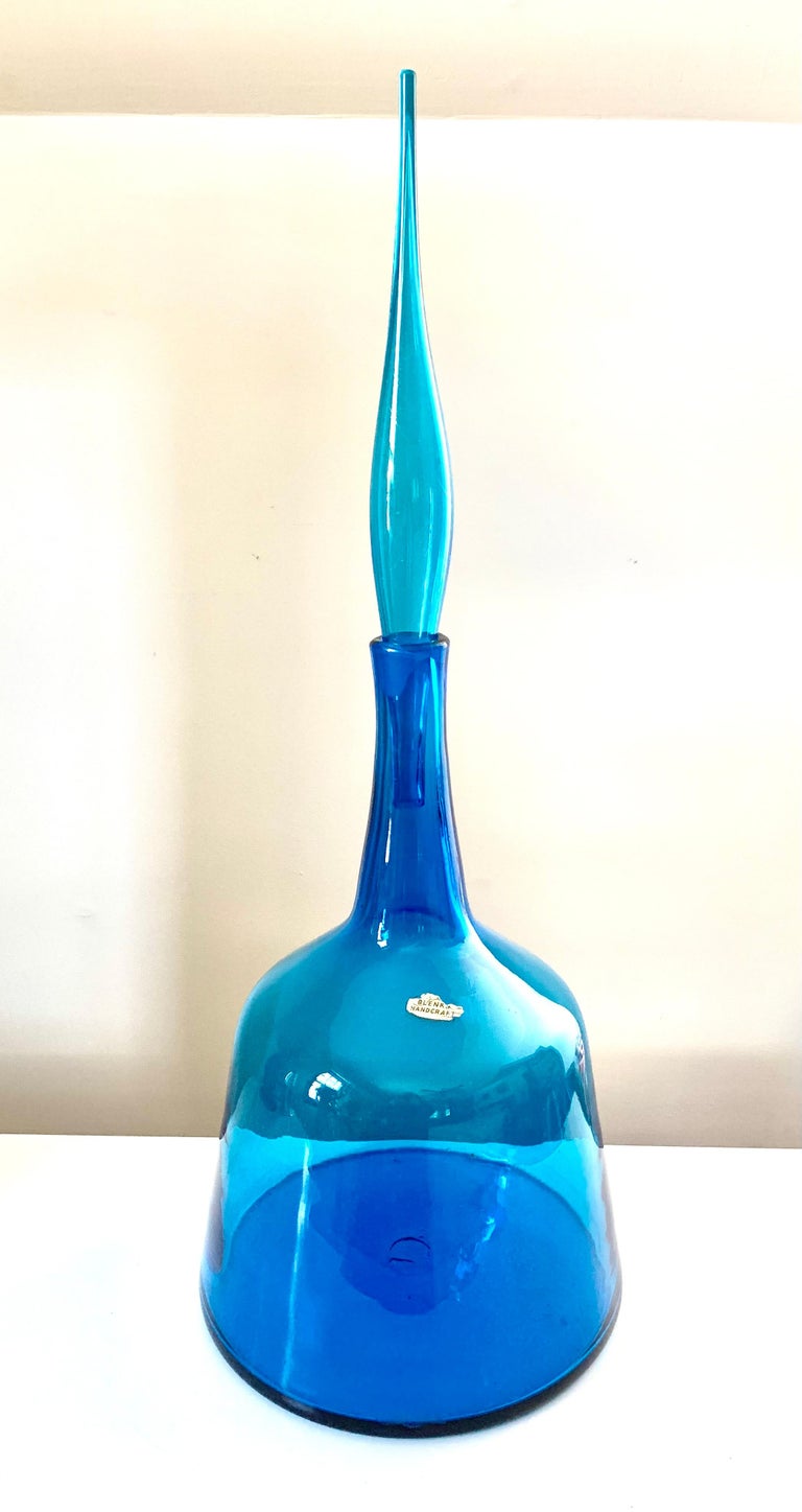 MCM Wayne Husted Turquoise Flame Vintage Blenko Floor Decanter #6122S ...