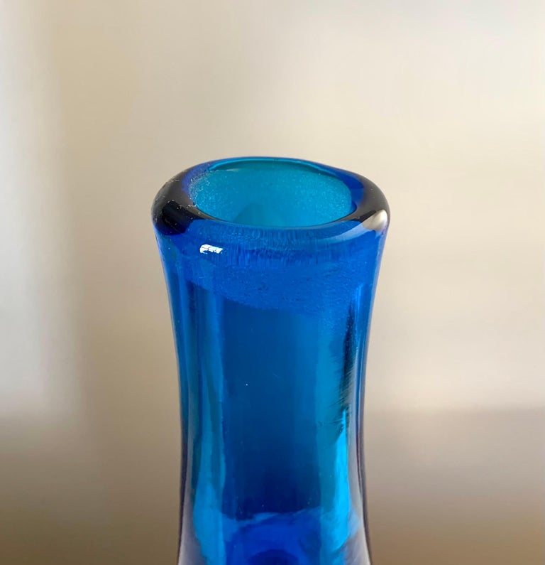 MCM Wayne Husted Turquoise Flame Vintage Blenko Floor Decanter #6122S ...