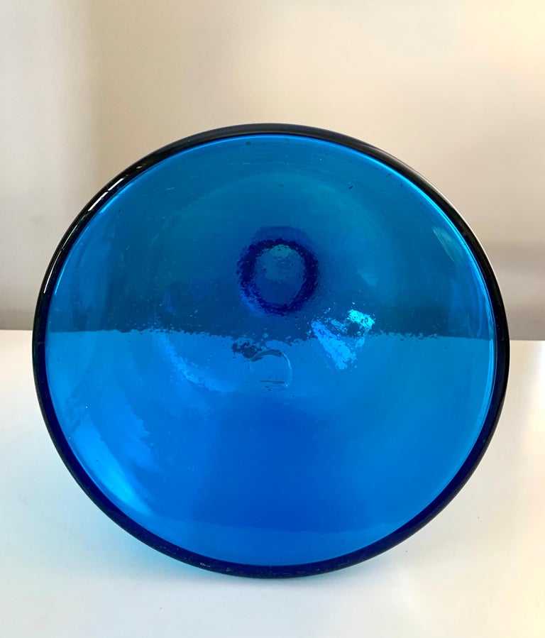 MCM Wayne Husted Turquoise Flame Vintage Blenko Floor Decanter #6122S ...
