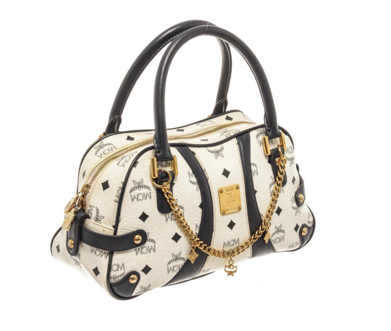 MCM White Coated Canvas Tote Bag For Sale at 1stDibs