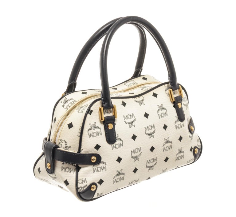 MCM White Coated Canvas Tote Bag For Sale at 1stDibs