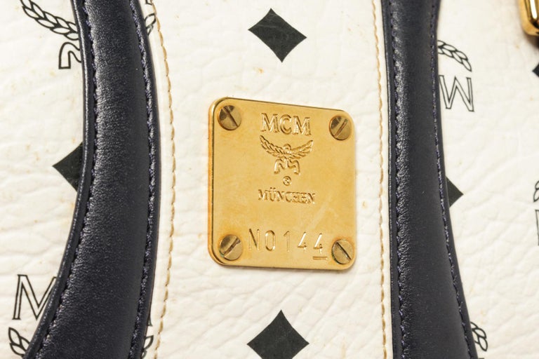 MCM White Coated Canvas Tote Bag For Sale at 1stDibs