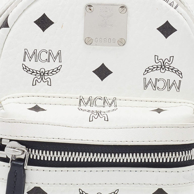 MCM White Visetos Coated Canvas X-Mini Bebe Boo Backpack For Sale at ...