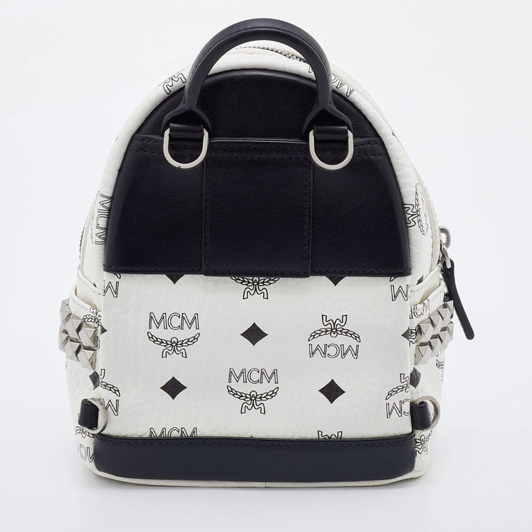 MCM White Visetos Coated Canvas X-Mini Bebe Boo Backpack For Sale at ...