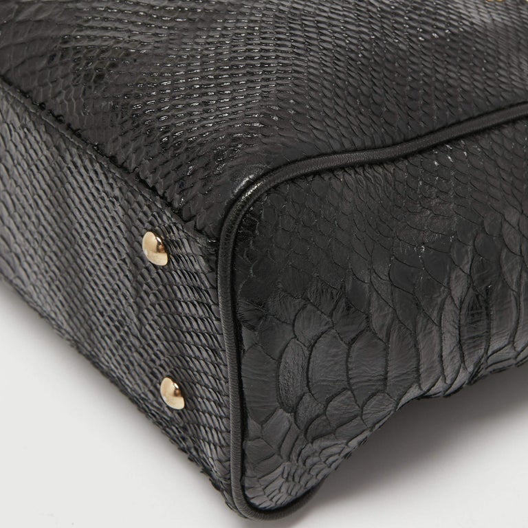 MCM Yellow/Black Python Embossed Leather Zip Tote For Sale at 1stDibs