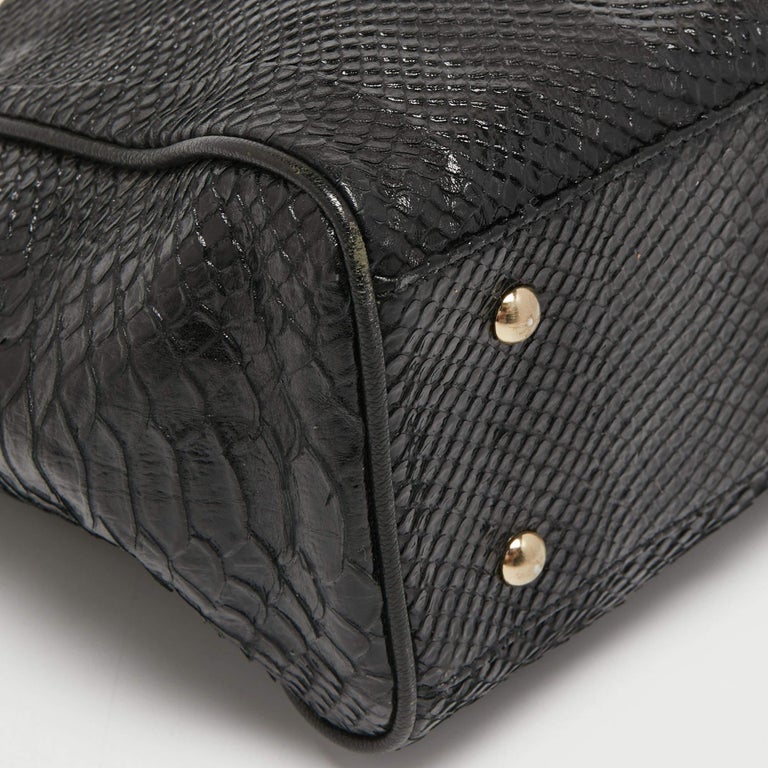 MCM Yellow/Black Python Embossed Leather Zip Tote For Sale at 1stDibs