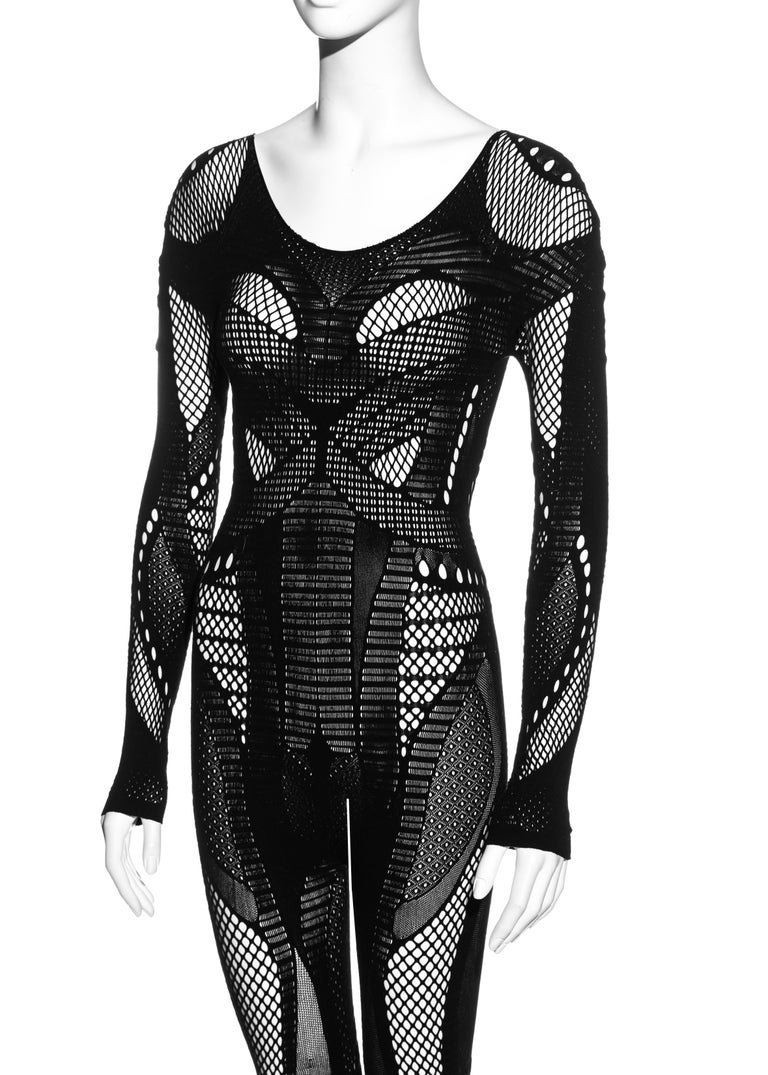 McQ Alexander McQueen black fishnet mesh jumpsuit, fw 2011 at 1stDibs