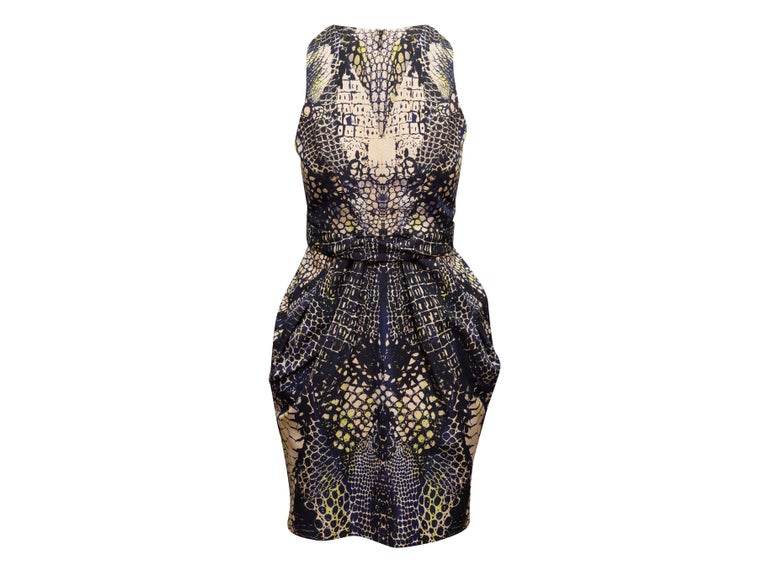 McQ Alexander McQueen Navy and Multicolor Croc Print Sleeveless Dress ...