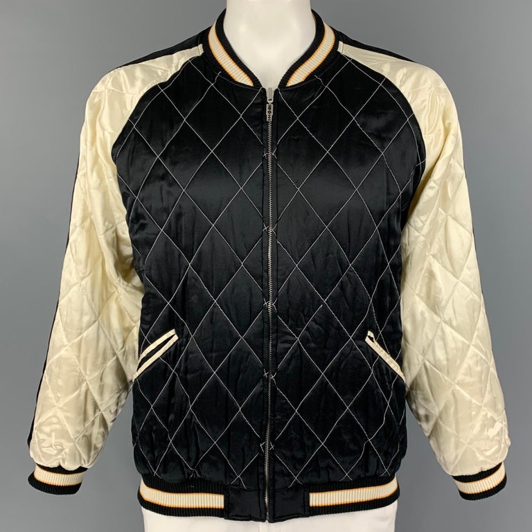 MCQ by ALEXANDER MCQUEEN Size 34 Black Beige Quilted Reversible Bomber ...