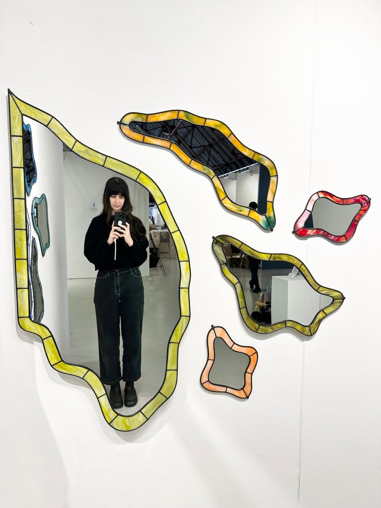 "Me, Myself and I" Stained Glass Mirror Set For Sale at 1stDibs