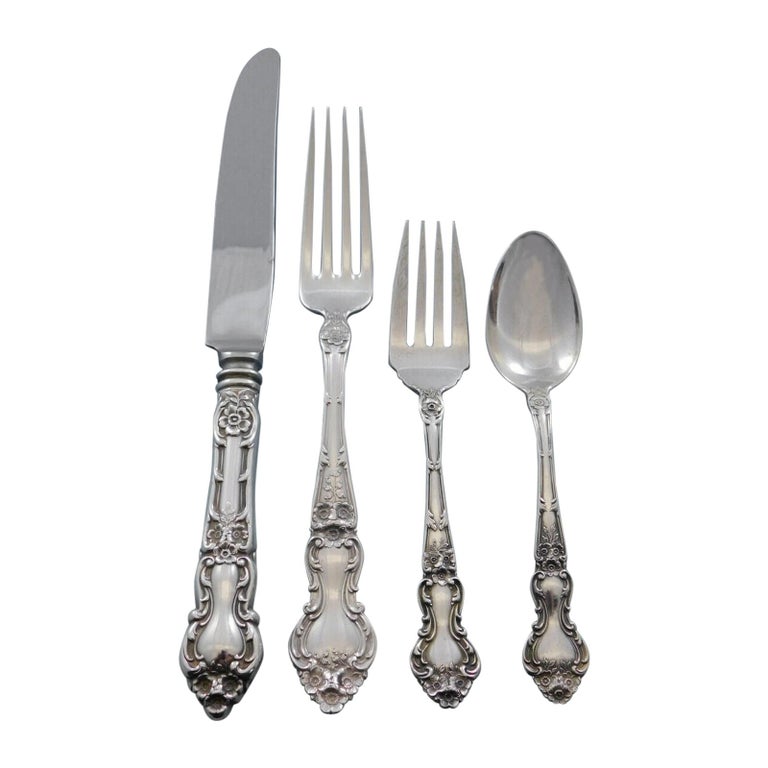 Meadow Rose by Watson/Wallace Sterling Silver Flatware Set Service 52 ... Meadow Rose by Watson/Wallace Sterling Silver Flatware Set Service 52 ...