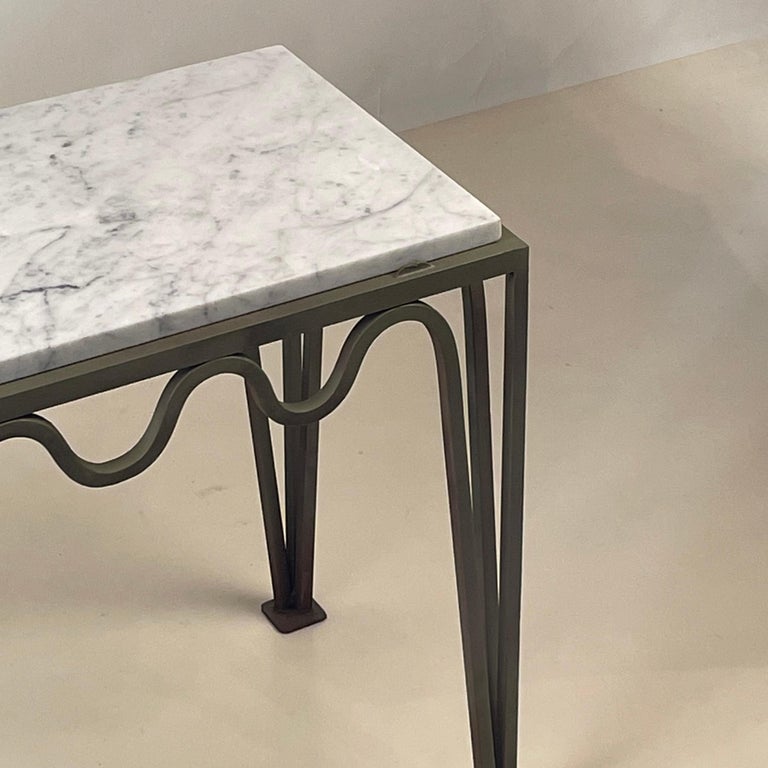 'Méandre' Verdigris and Marble Side or End Table by Design Frères For ...