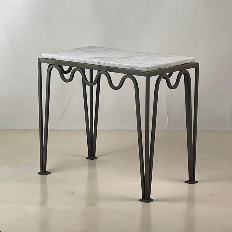 'Méandre' Verdigris and Marble Side or End Table by Design Frères For ...
