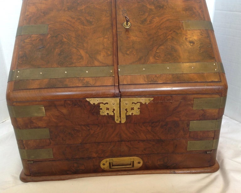 Mechanical Campaign Style Lap Desk and Letter Box at 1stDibs