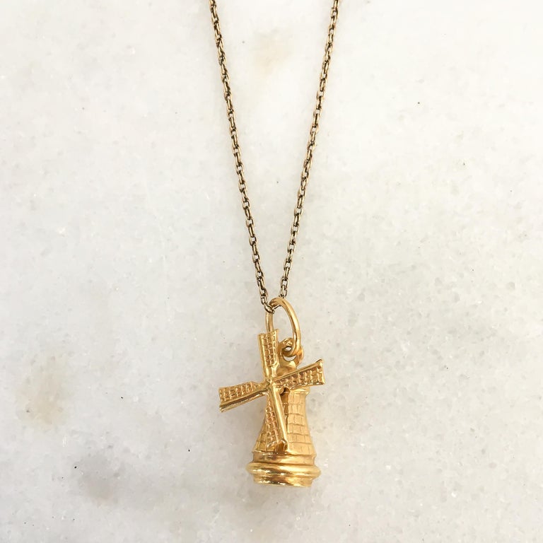 18K Gold Movable Dutch Windmill Charm Pendant at 1stDibs