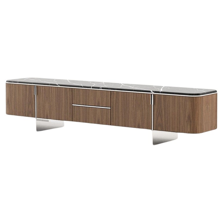 Media Unit with Marble Top and Metallic Detailing For Sale at 1stDibs