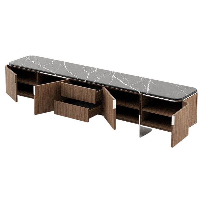 Media Unit with Marble Top and Metallic Detailing For Sale at 1stDibs