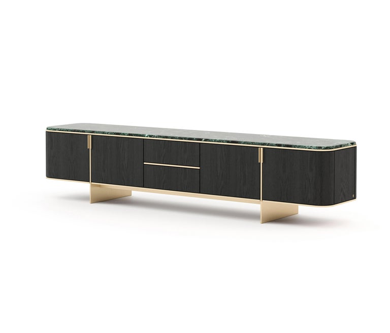 Media Unit with Marble Top and Metallic Detailing For Sale at 1stDibs