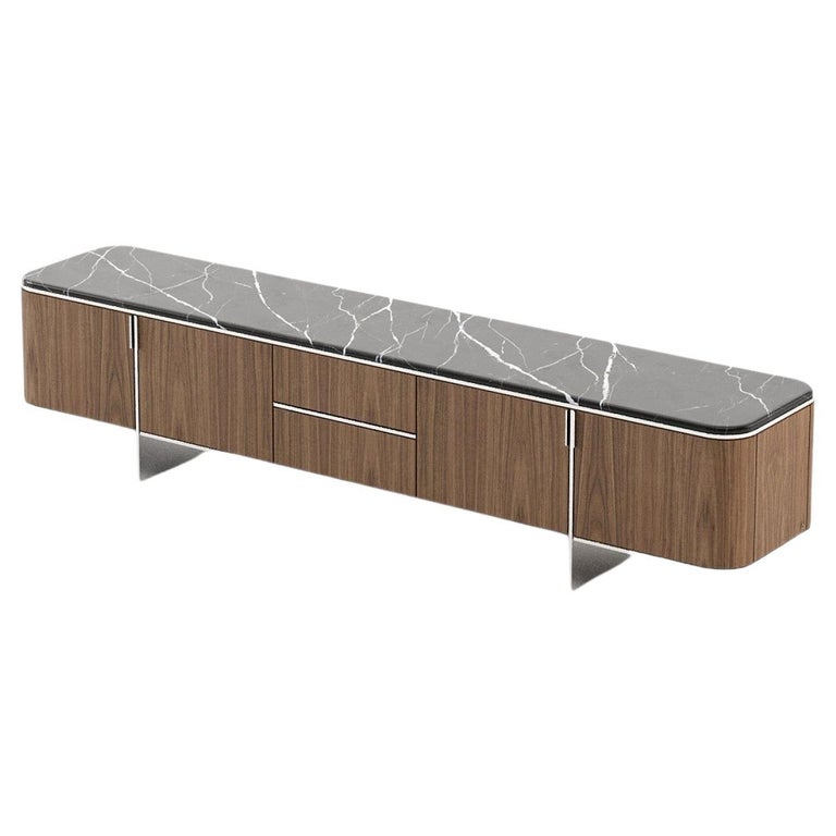 Media Unit with Marble Top and Metallic Detailing For Sale at 1stDibs