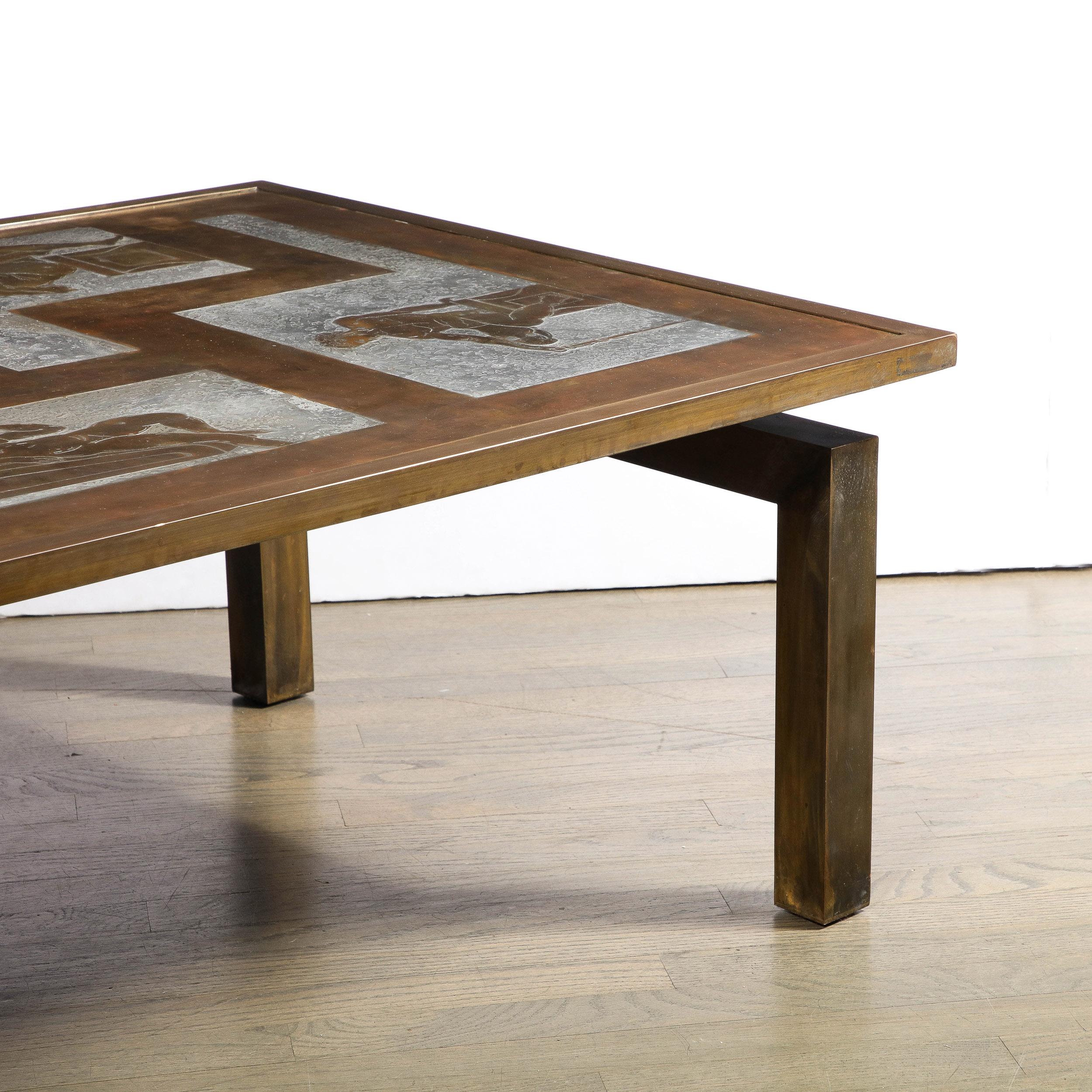 "Medici" Cocktail Table in Patinated Bronze and Silver by Philip and ...