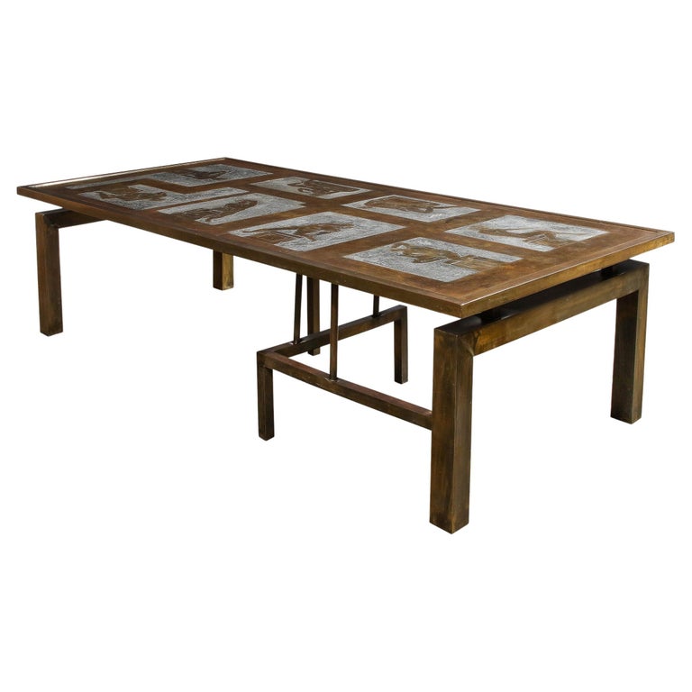 "Medici" Cocktail Table in Patinated Bronze and Silver by Philip and ...