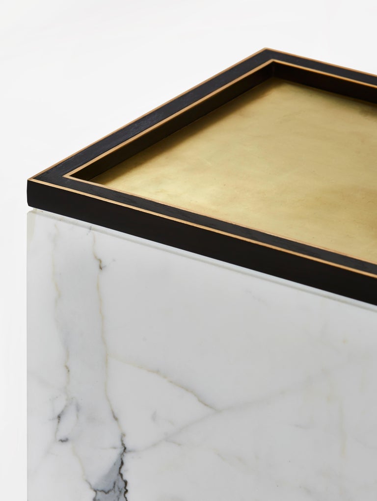 Medici Table in Brass, Oak, and Marble by Cam Crockford For Sale at 1stDibs