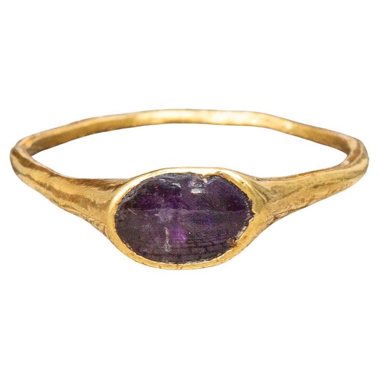 Mediaeval 14th Century Amethyst Gold Stirrup Ring Amuletic Magical ...