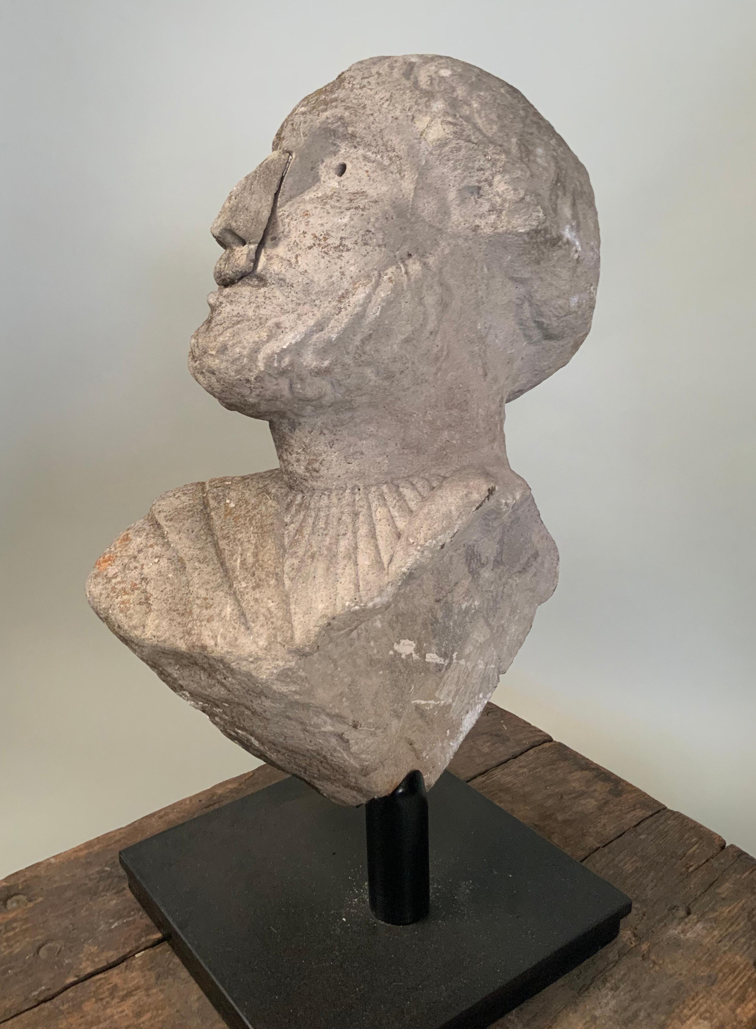 Medieval 16th Century Italian Carved Stone Bust For Sale at 1stDibs