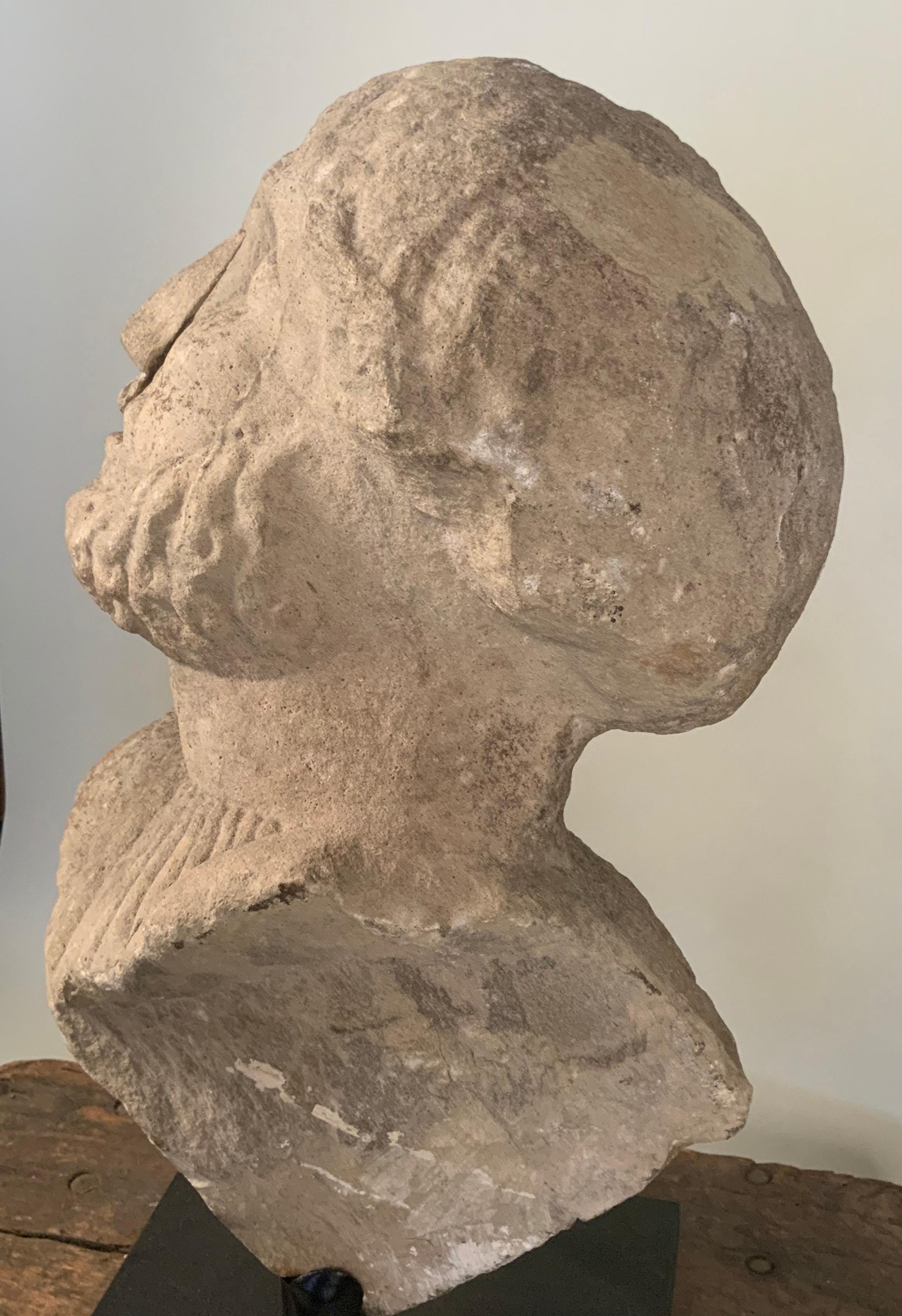 Medieval 16th Century Italian Carved Stone Bust For Sale at 1stDibs