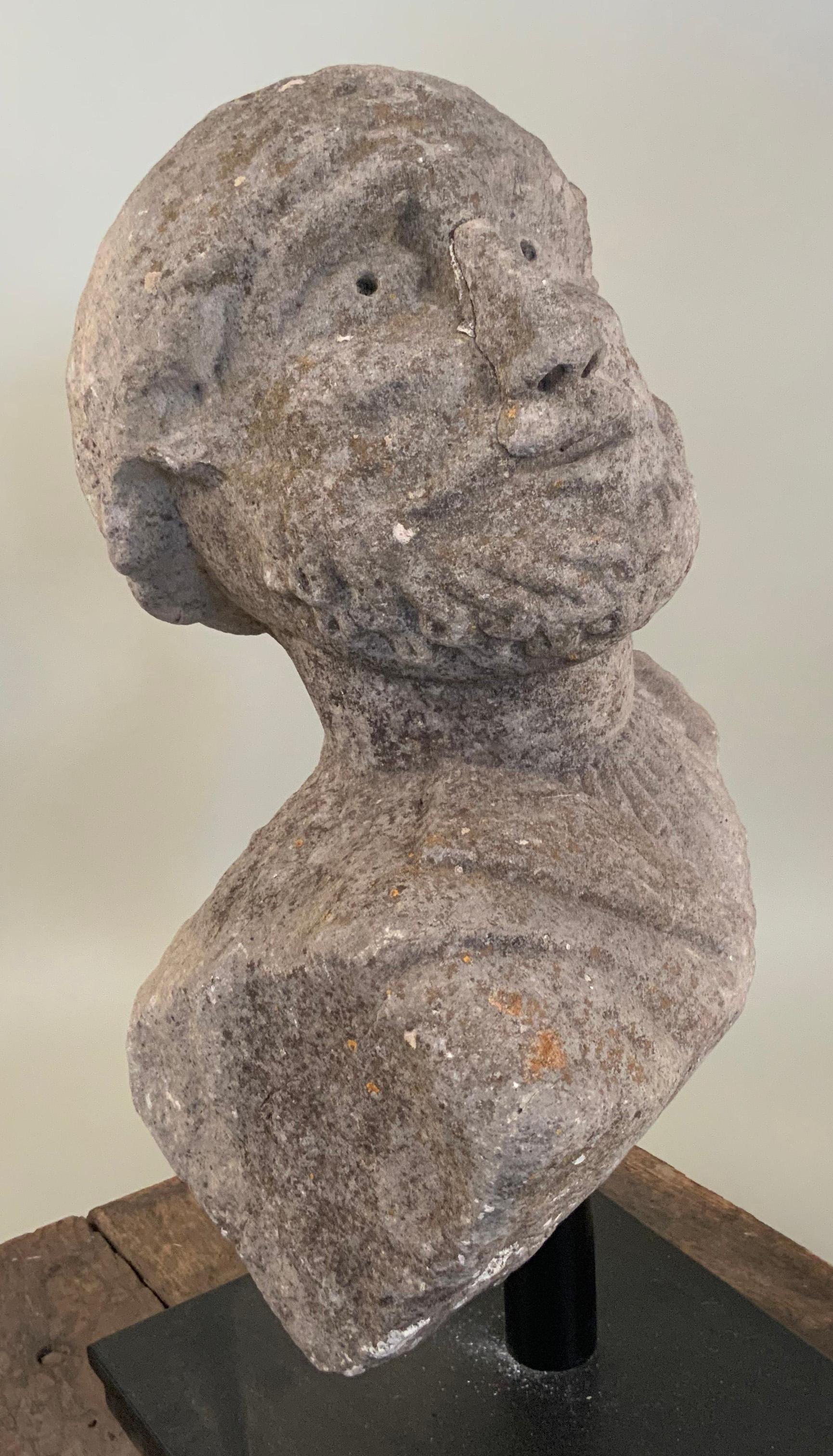 Medieval 16th Century Italian Carved Stone Bust For Sale at 1stDibs