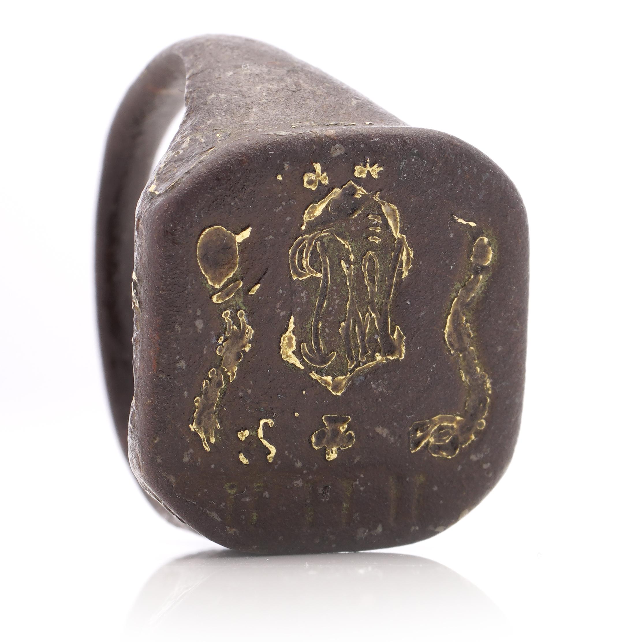 18th century 15kt. gold plated on copper signet ring For Sale at 1stDibs