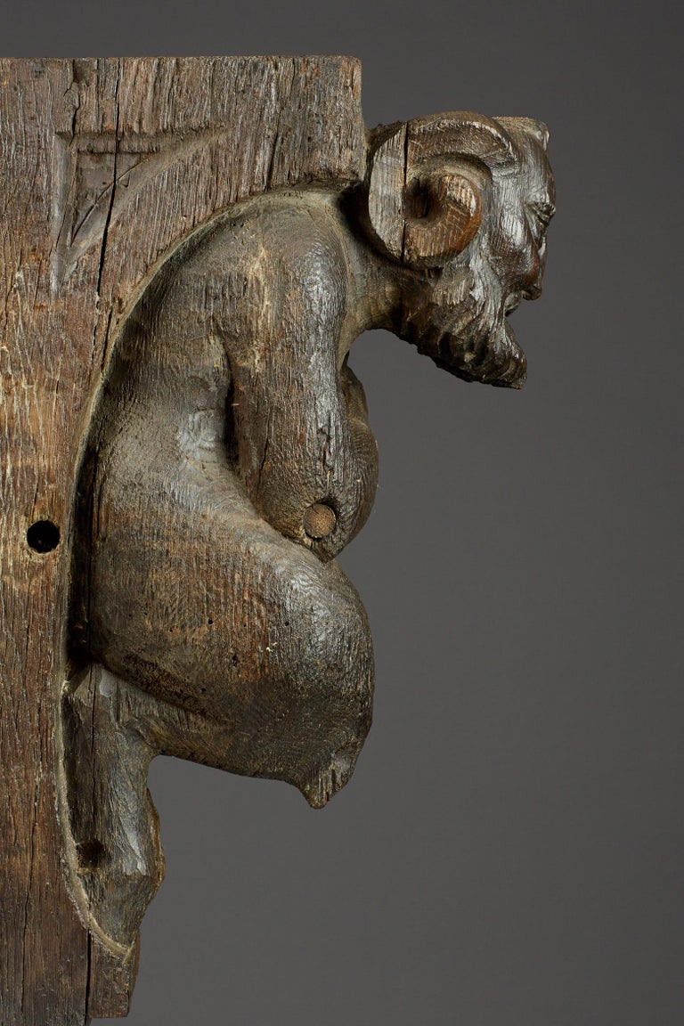 Medieval Oak Corbel of a Satyr, English, circa 1450-1500 at 1stDibs