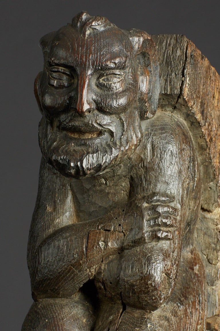 Medieval Oak Corbel of a Satyr, English, circa 1450-1500 at 1stDibs