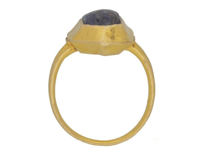 Medieval sapphire cabochon gold ring circa 14-15th century For Sale at ...