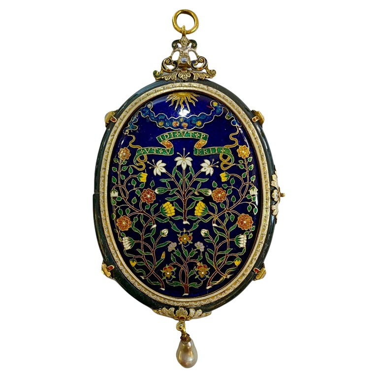 Medieval Style Cloisonne Enamel Mirror Pendant with Latin Inscriptions ...