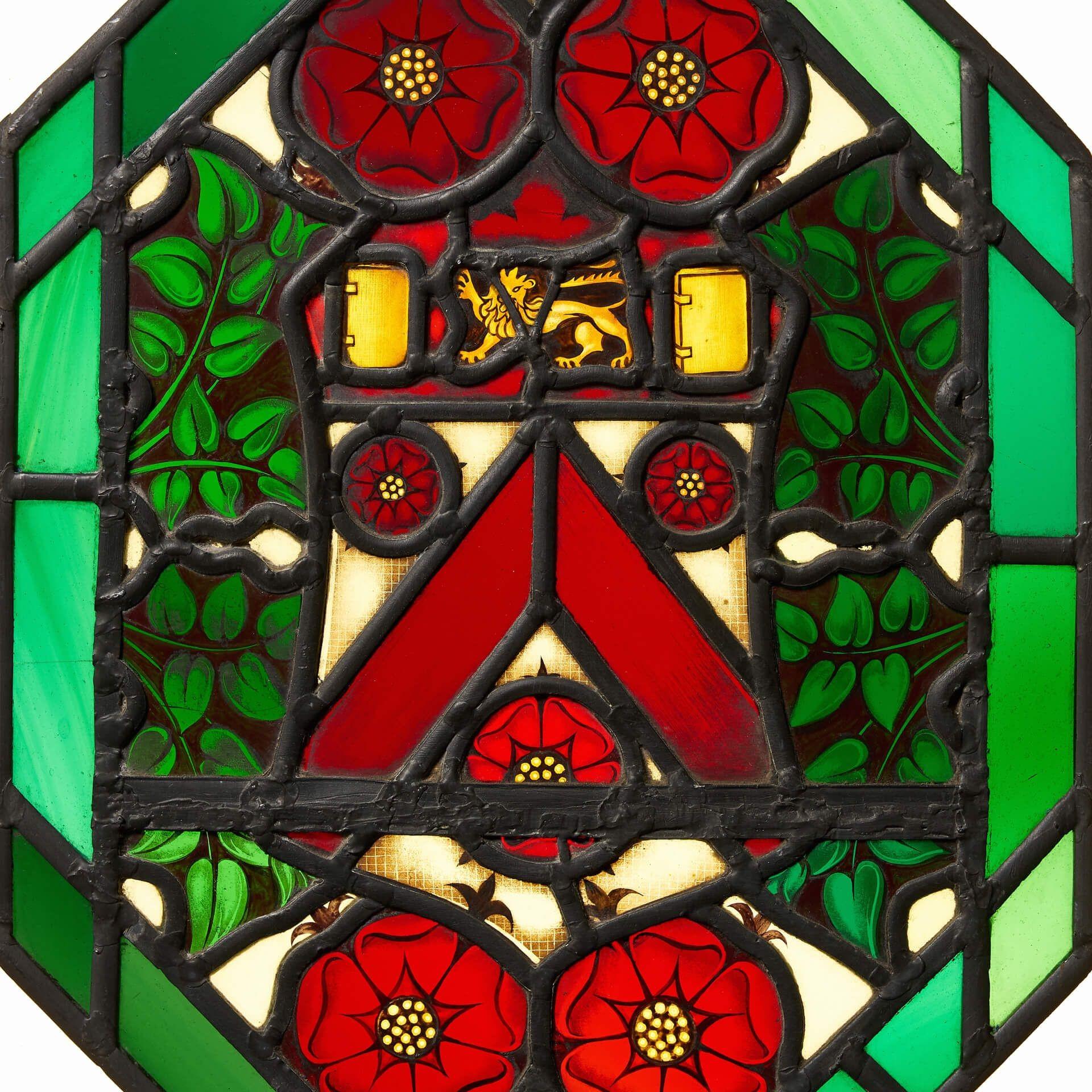 Medieval Style Diamond Shaped Stained Glass Panel For Sale at 1stDibs