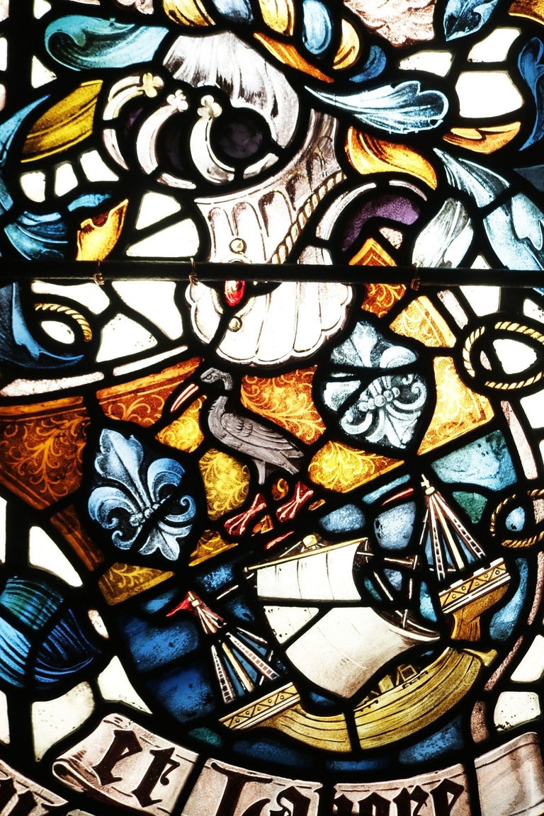 Medieval Style Stained Glass Window For Sale at 1stDibs