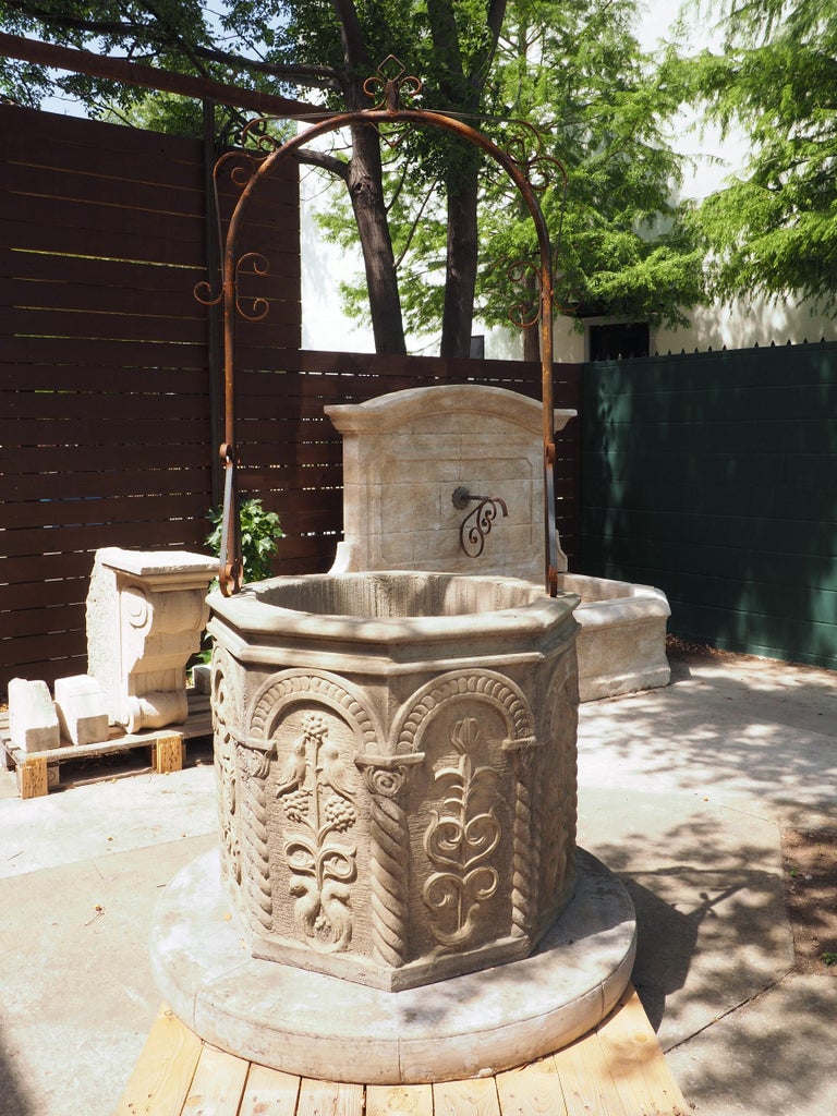 Medieval Veneto-Byzantine Style Cast Well Head with Iron Overthrow at ...