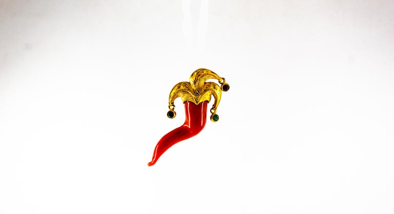 Mediterranean Red Coral Blue Sapphire Ruby Emerald Yellow Gold "Jolly ...