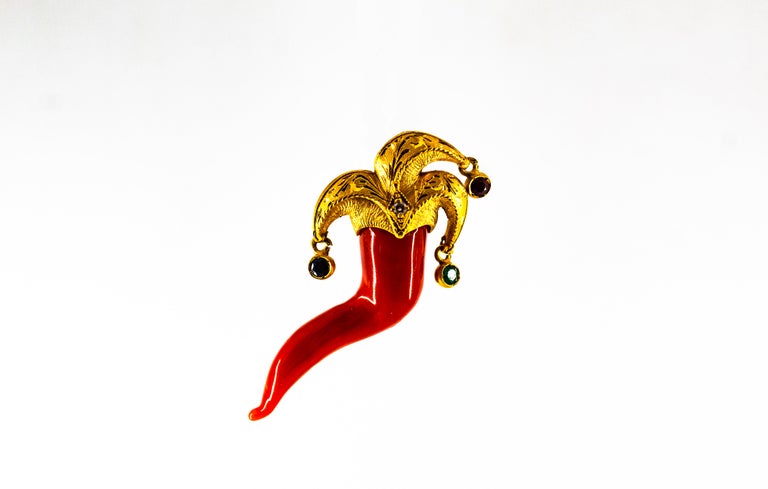 Mediterranean Red Coral Blue Sapphire Ruby Emerald Yellow Gold "Jolly ...
