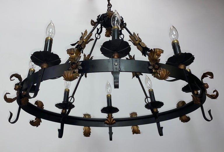 Mediterranean Style Iron Chandelier Light Fixture at 1stDibs