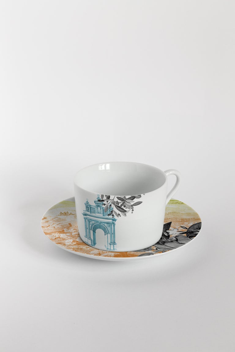 Mediterraneo, Tea Set with Six Contemporary Porcelains with Decorative ...