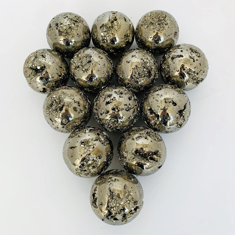 Medium 2.5" Diameter Polished Pyrite Spheres at 1stDibs