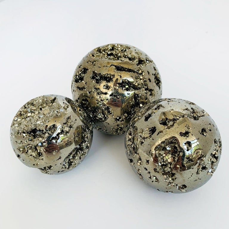 Medium 2.5" Diameter Polished Pyrite Spheres at 1stDibs