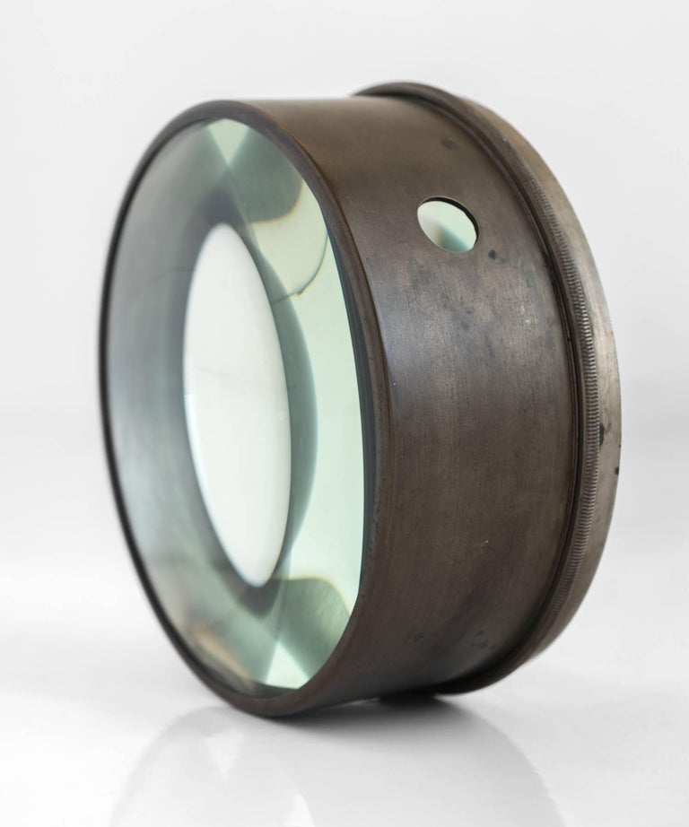 Medium Brass Magnifying Glass Lens, circa 1910 For Sale at 1stdibs
