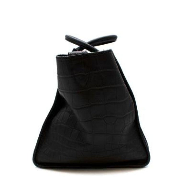 Medium Croc Embossed Phantom Luggage Tote For Sale at 1stDibs