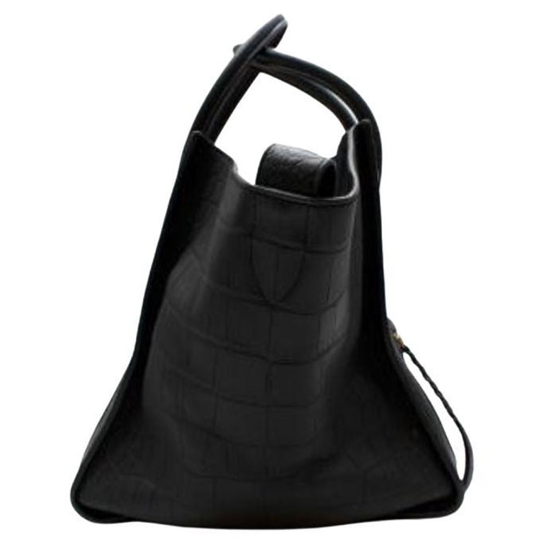 Medium Croc Embossed Phantom Luggage Tote For Sale at 1stDibs