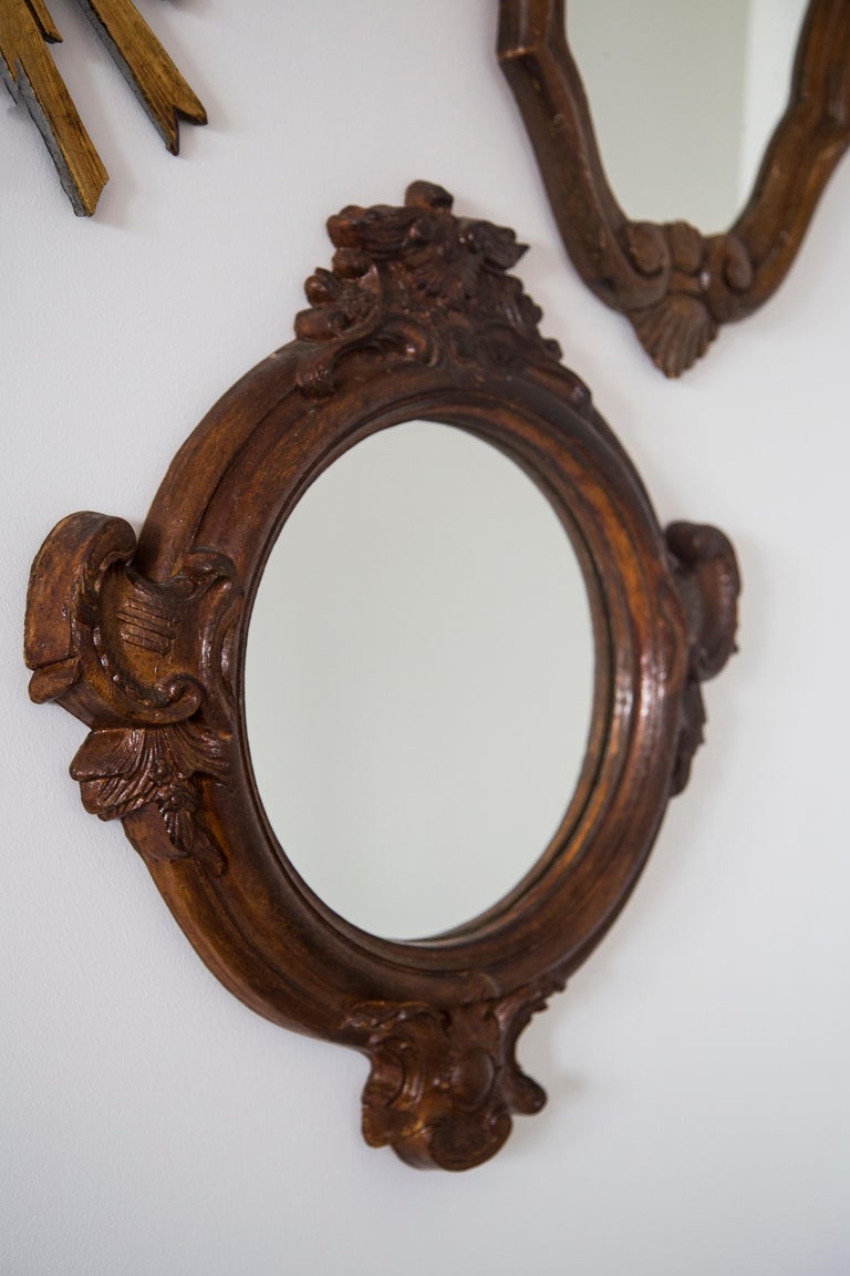 Medium Decorative Brown Original Glass Mirror, Europe, 1960s For Sale ...
