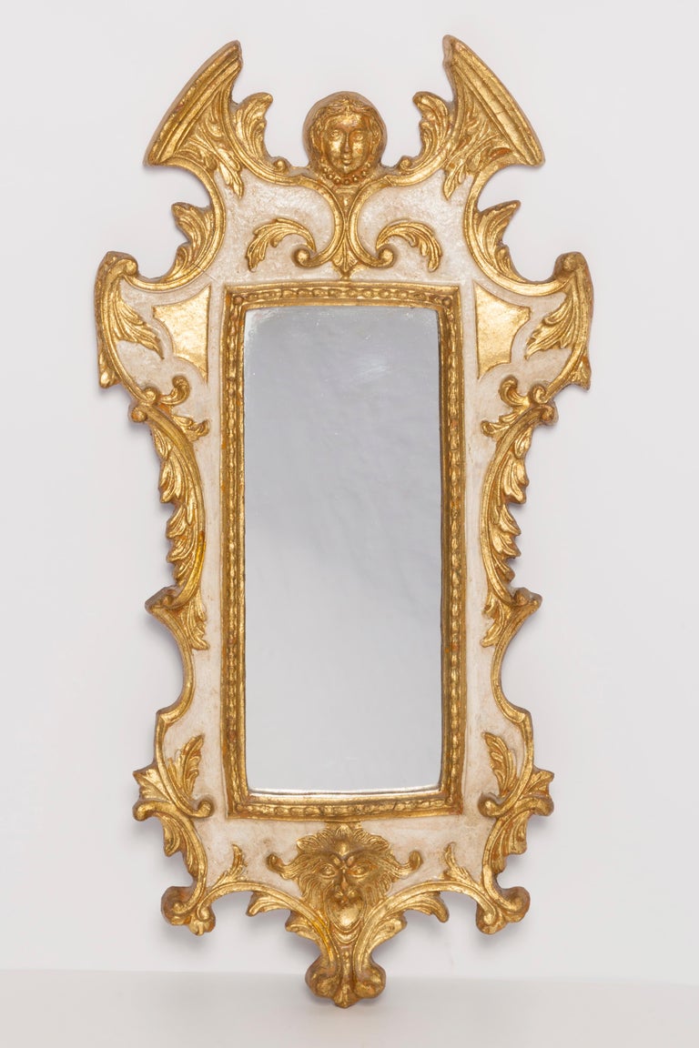 Medium Decorative Gold Wood Original Glass Mirror, Angel and Flowers ...